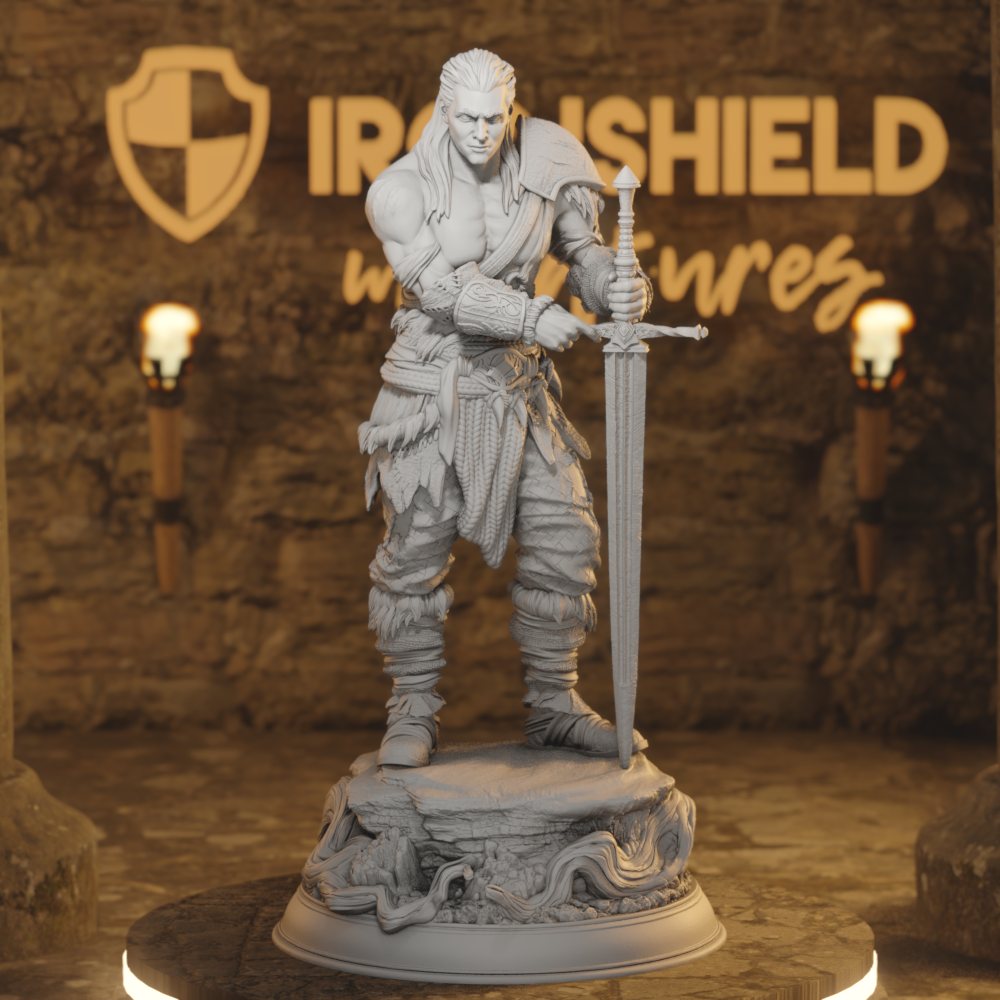 Lucian Grey - Human Barbarian | 3D Printed RPG Mini – IronShield Army