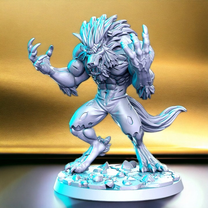 Brule transforming werewolf for dnd figure print 3d resin 12k 32mm min ...